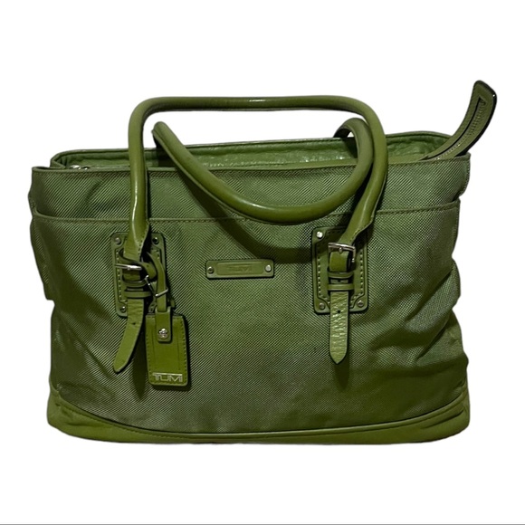 Tumi | Bags | Tumi Rare Ballistic Alpha Leather Two Handle Green Tote Purse Carryon Luggage ...